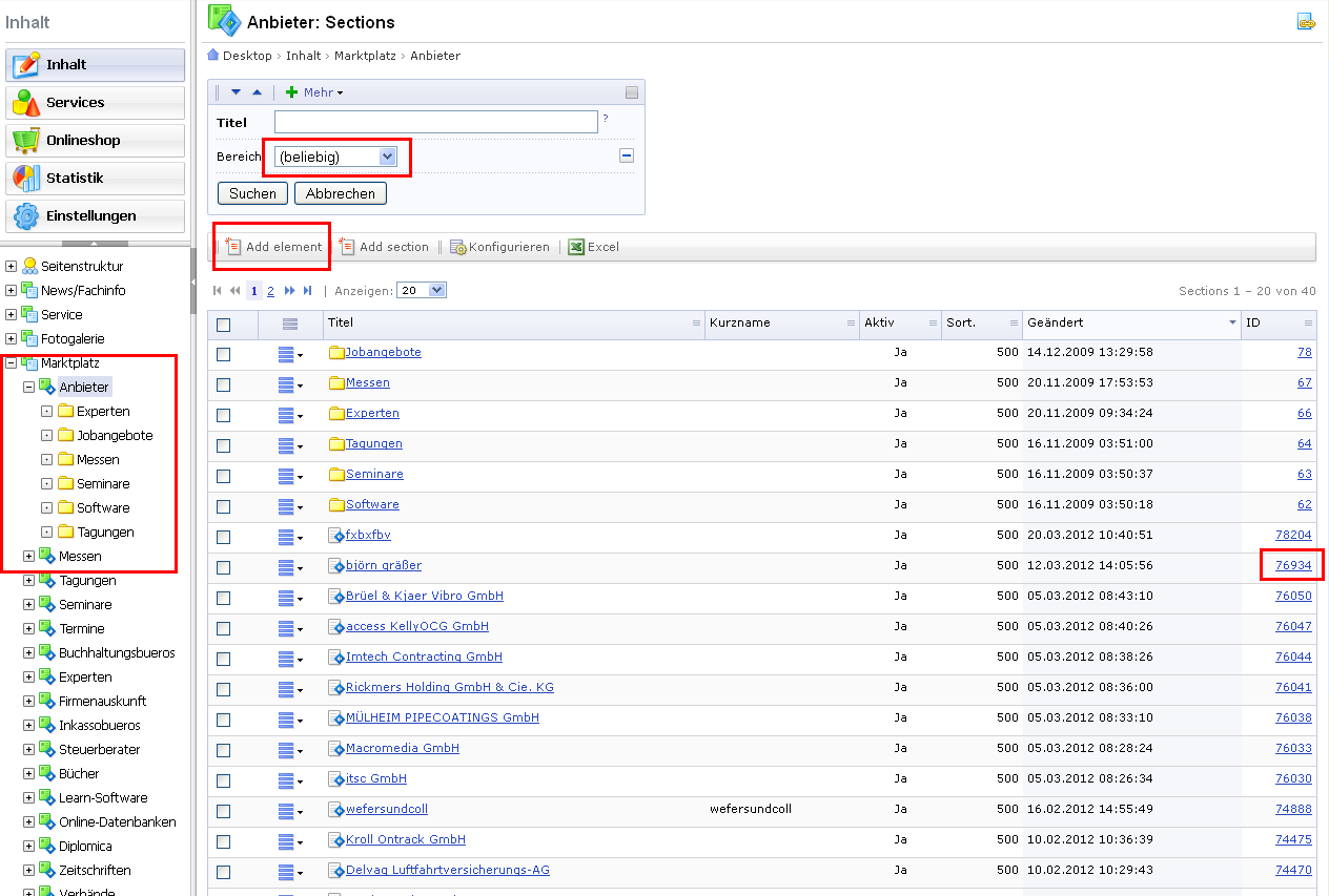 Anbieter hinzufügen